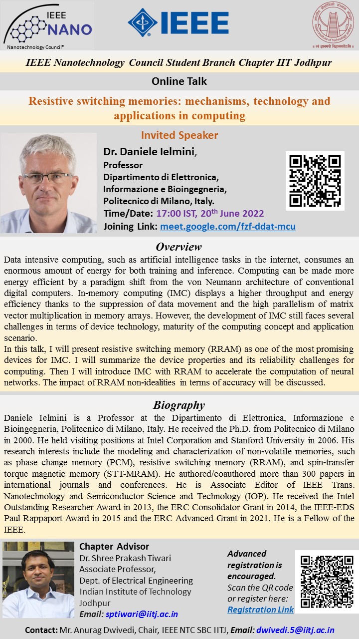 Online Talk by Prof. Daniele Ielmini on 20th June 2022 organised by ...