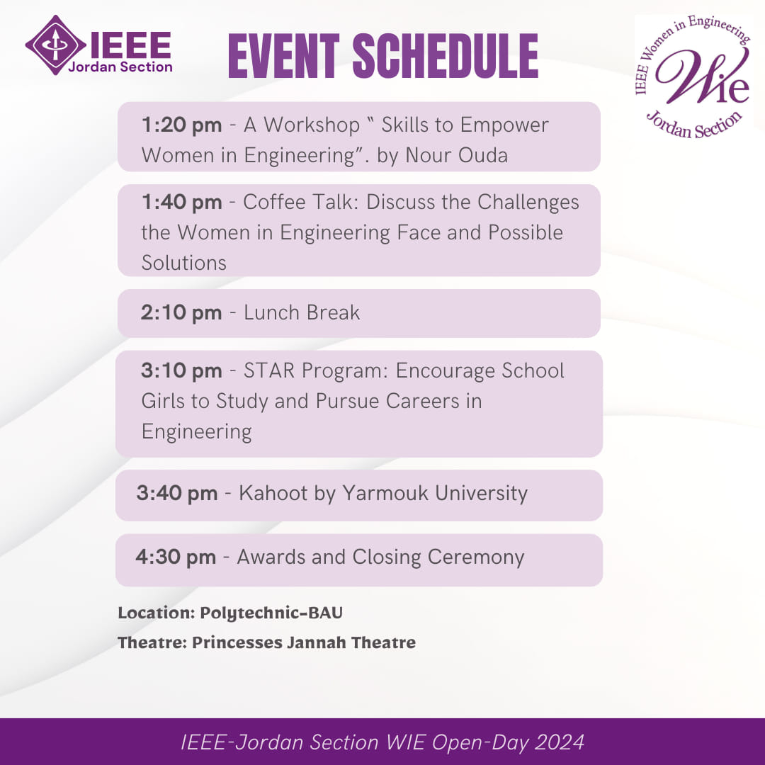 IEEE-Jordan Section WIE Open Day 2024 : vTools Events | vTools IEEE